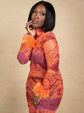 Amari Mesh Maxi Dress with Feathers - Orange – TANWAA